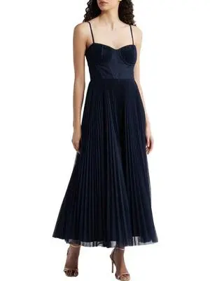 HUTCH Hutch Pleated Cocktail Dress Navy Tulle
