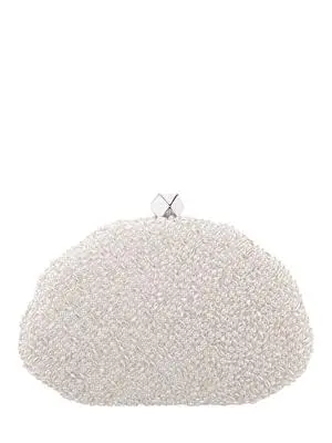 Nina Nina Hera Frame Beaded Clutch Ivory
