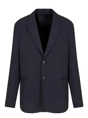 Emporio Armani Travel Essentials Stretch-nylon Single-breasted Blazer - Navy