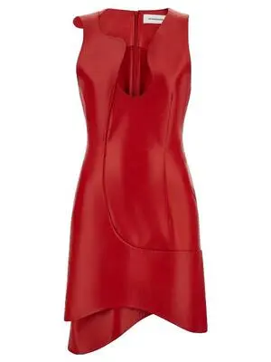 FERRAGAMO Leather Mini Dress - Red