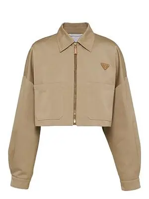 Prada Brand-plaque Cropped Regular-fit Cotton Jacket 41 Neutral