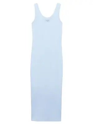 Prada Slim-fit Cotton Midi Dress - Light Blue