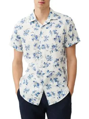 Rodd & Gunn Portland Island Slim Fit Short Sleeve Linen Shirt - Ceramic