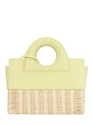 Alexis Penelope Petite Rattan Bag - Pale Yellow
