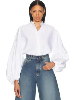 Alaïa Balloon Sleeve Poplin Shirt - Blanc