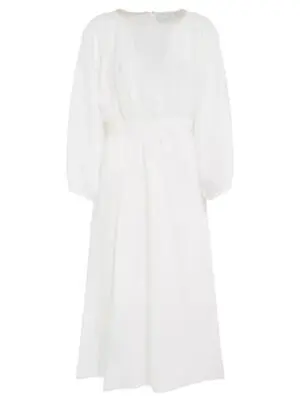Gabriela Hearst Ahmose Linen Midi Dress - White
