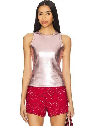 NEVER FULLY DRESSED Metallic Coated Jersey Tank Top - Pink