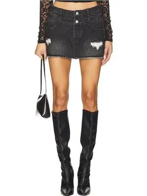 Superdown Courtney Micro Mini Skirt - Washed Black