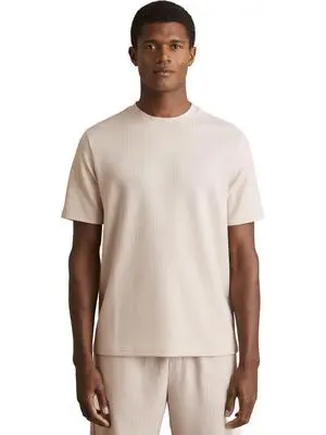 REISS Argon Oversized Textured T-shirt - Champagne