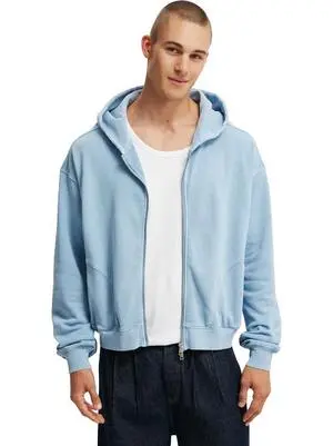 COTTON ON Cropped Zip-Up Hoodie Pearl Blue