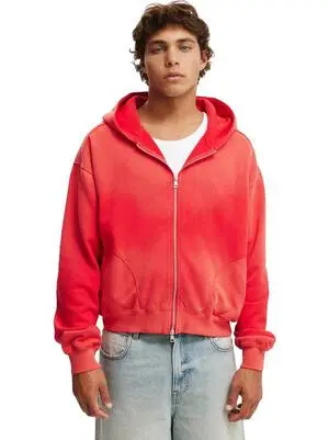 COTTON ON Cropped Zip-Up Hoodie Poppy - Spray
