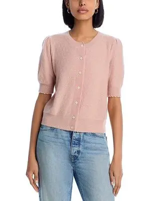 FRAME The Cashmere Pointelle Cardigan Light Pink
