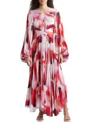 Acler Dailley Pleated Maxi Dress - Plum Watercolour