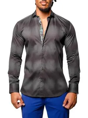 MACEOO Einstein Tulleeffect Contemporary Fit Cotton Button-up Shirt