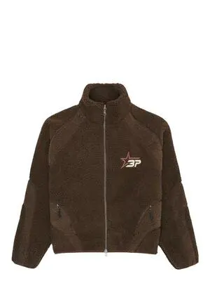 BROKEN PLANET Polar Fleece Zip Up Crew - Mocha Brown