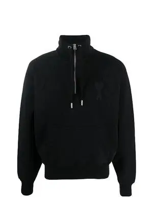 Ami De Coeur Halfzip Boxy Fit Sweatshirt - Black