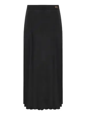 Elisabetta Franchi Satin Midi Skirt - Black