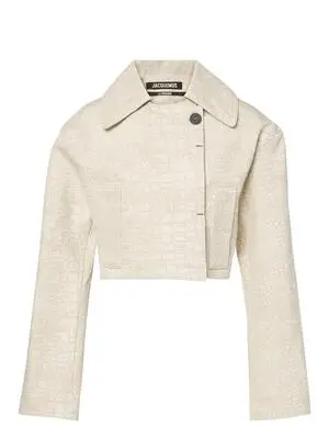 Jacquemus Marino De-nîmes Croc-effect Denim Jacket - Beige
