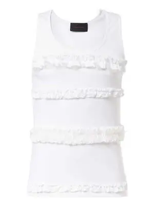 Simone Rocha Ruffled Cotton Jersey Tank Top - White