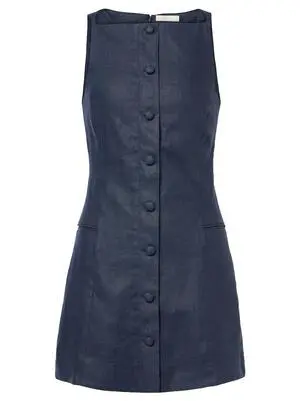 Faithfull The Brand Ambra Linen Mini Dress - Blue