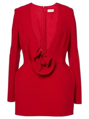 Magda Butrym Floral-applique Wool-blend Minidress - Red