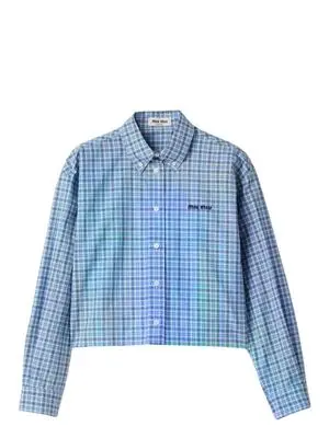 Miu Miu Checked Poplin Shirt - Blue