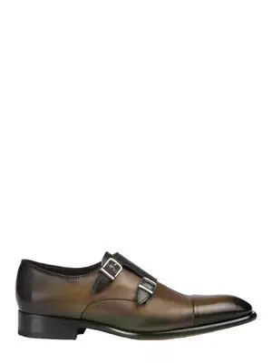 DOUCAL'S Leather Double-buckle Monk Shoes - Brown