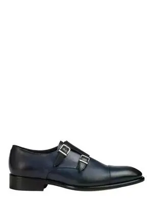 DOUCAL'S Leather Double-buckle Monk Shoes - Blue