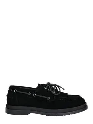 Hugo Fringe-detail Suede Loafers - Black