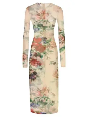 Dolce & Gabbana Floral-print Midi Dress - Neutrals