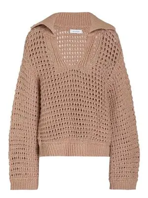 Naadam Pointelle-knit Cotton Polo Sweater - Sand
