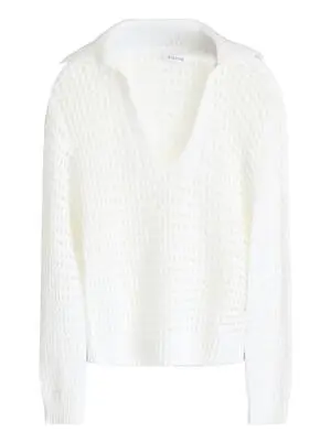 Naadam Pointelle-knit Cotton Polo Sweater - White