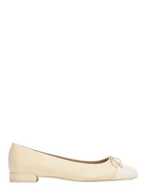 STUART WEITZMAN Leather-trimmed Tweed Ballet Flats - Beige