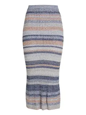 Zimmermann Striped Ribbed-knit Midi Skirt - Blue