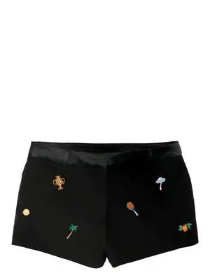Casablanca Motif-embroidered Tailored Shorts - Black