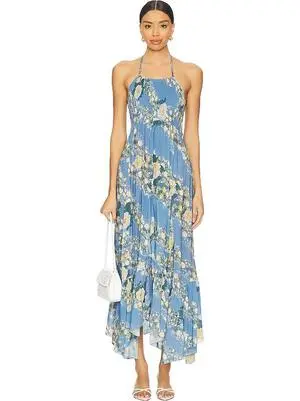 Free People Heat Wave Printed Maxi Dress - Allure Blue Combo