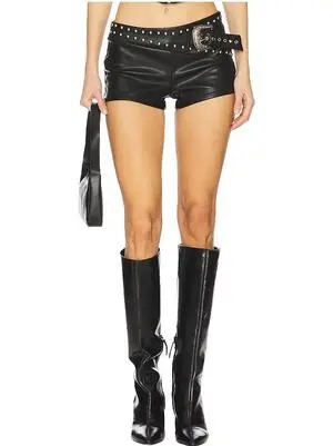 Superdown Melisa Faux Leather Short - Black