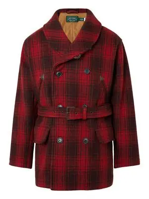 Polo Ralph Lauren Shawl-collar Belted Checked Cotton Jacket - Red
