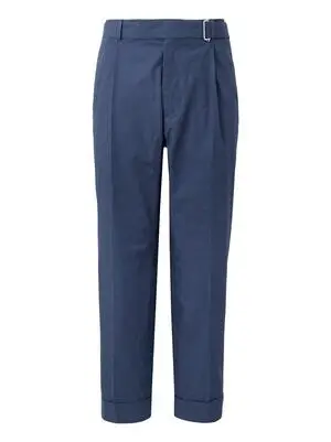 Officine Générale Hugo Straight-leg Cotton-poplin Trousers - Blue