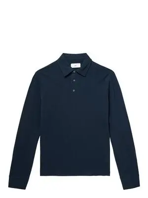 Mr P. Cotton-piqué Polo Shirt - Blue