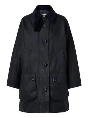 Barbour Corduroy-trimmed Waxed-cotton Jacket - Blue