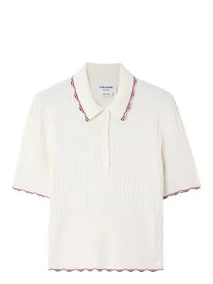 Thom Browne Scalloped Ribbed Polo Shirt - Cream