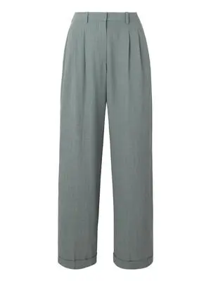 THE ROW Everhart Pleated Wool-blend Straight-leg Pants - Gray