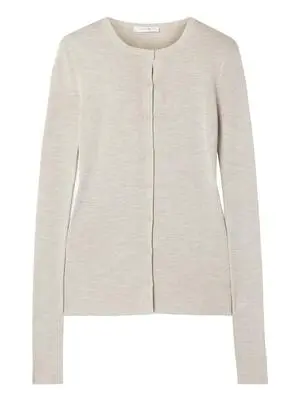 THE ROW Josette Silk Crew Neck Cardigan - Ivory