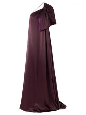 ROKSANDA Aeris Draped One-shoulder Silk-satin Gown - Purple