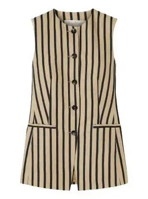 Max Mara Rodeo Striped Linen-blend Vest - Neutrals