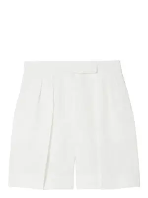Max Mara Dindy Pleated Linen Straight-leg Shorts - White