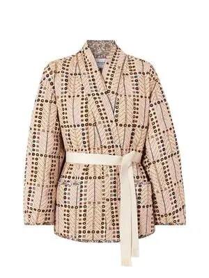 MARANT ETOILE Chancel Belted Quilted Printed Cotton Jacket - Ecru