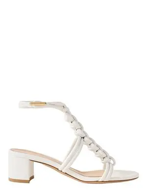 GIANVITO ROSSI Capua 55 Braided Leather Sandals - White
