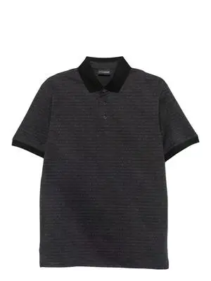 Emporio Armani Logo-jacquard Polo Shirt - Black